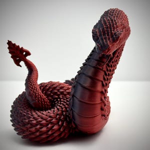 3D Printed Viper Snake Statue - Red & Black Multicolor, Handcrafted ...