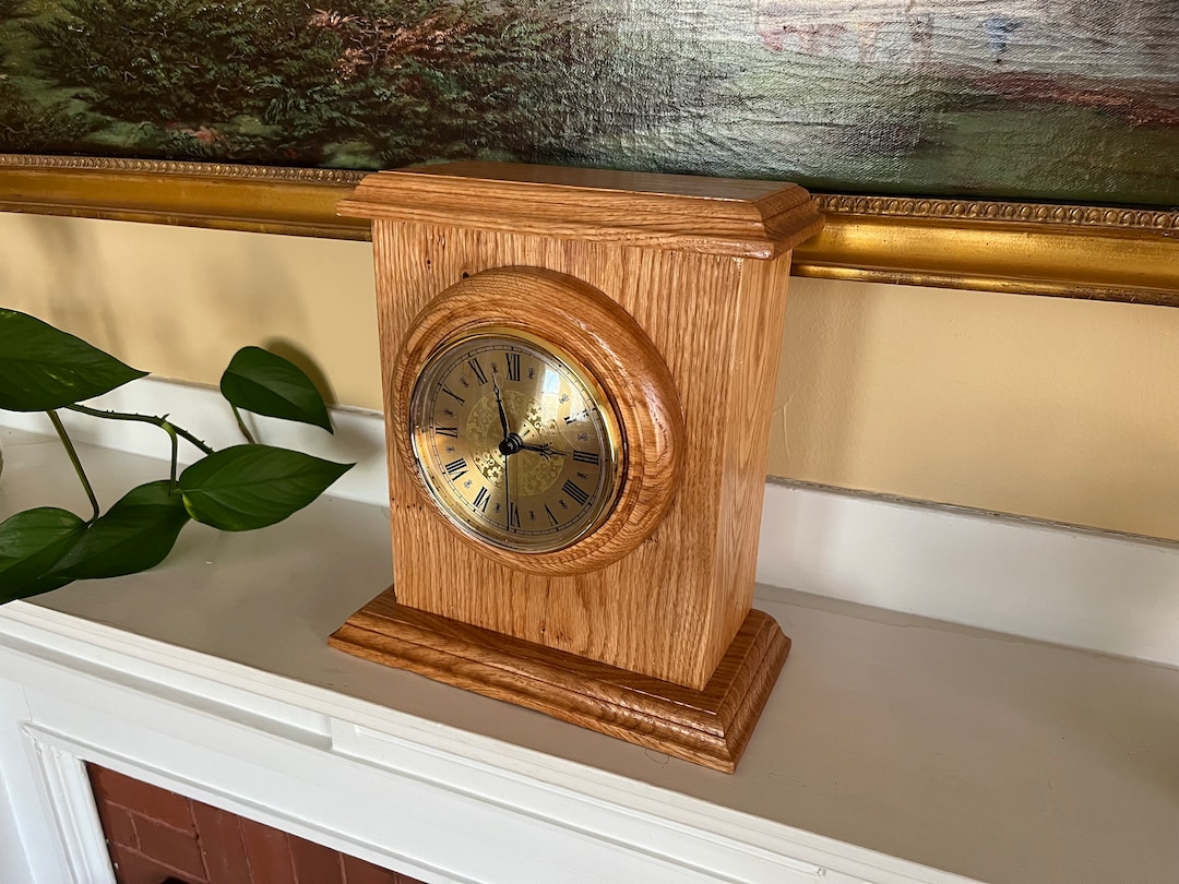 Mantle Clock Solid Oak - Etsy
