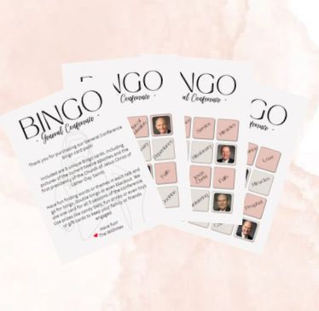LDS General Conference Bingo Card Set of 8 - Etsy