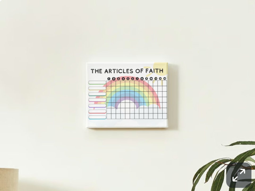LDS Primary Article of Faith Family Tracking Chart - Etsy