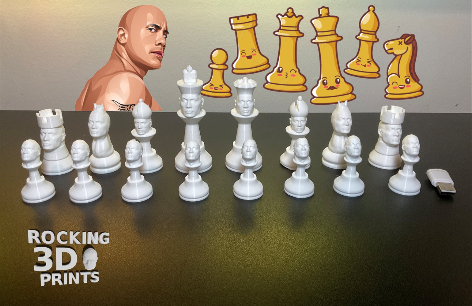 3D Printed the Rock Chess Set, Gag Gift - Etsy