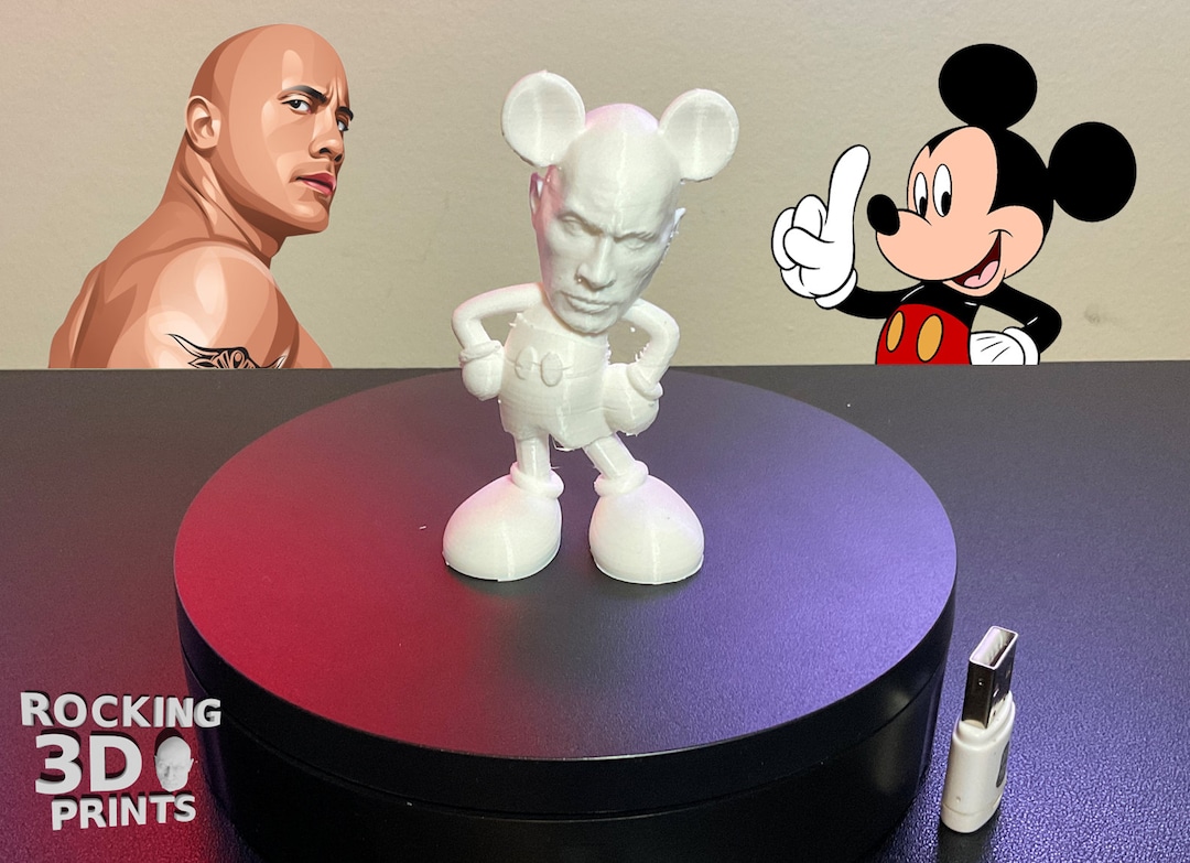 The Rock Mickey Mouse 3D Printed Figure Statue Disney, Dwayne Johnson ...