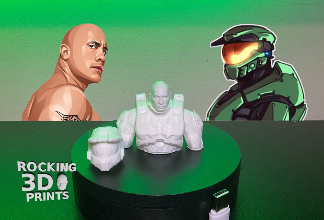 Master Rock 3D Printed Figure Statue Bust, XBOX, Halo, Microsoft ...