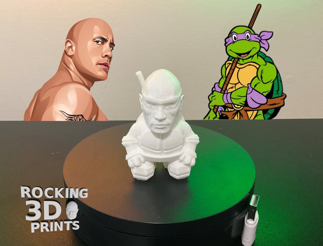 The Rock Ninja Turtle 3D Printed Figure Statue, Teenage Muntant Ninja ...