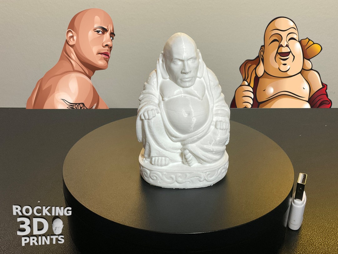 The Rock Buddah 3D Printed Figure Statue, Dwayne Johnson, Lucky Gift ...