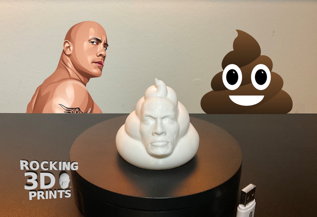 The Rock Poop Emoji 3D Printed Figure Statue Funny, Turd, Dwayne ...