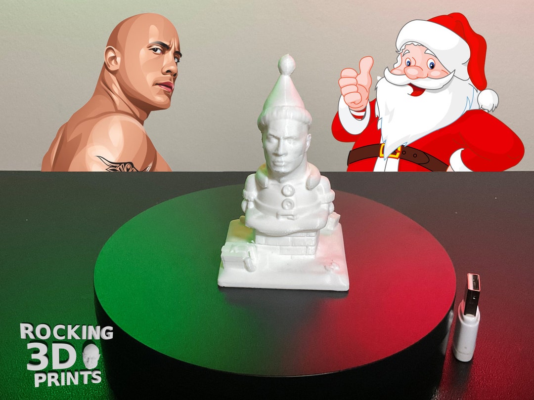 The Rock Santa Claus 3D Printed Figure Statue, Christmas, Dwayne ...