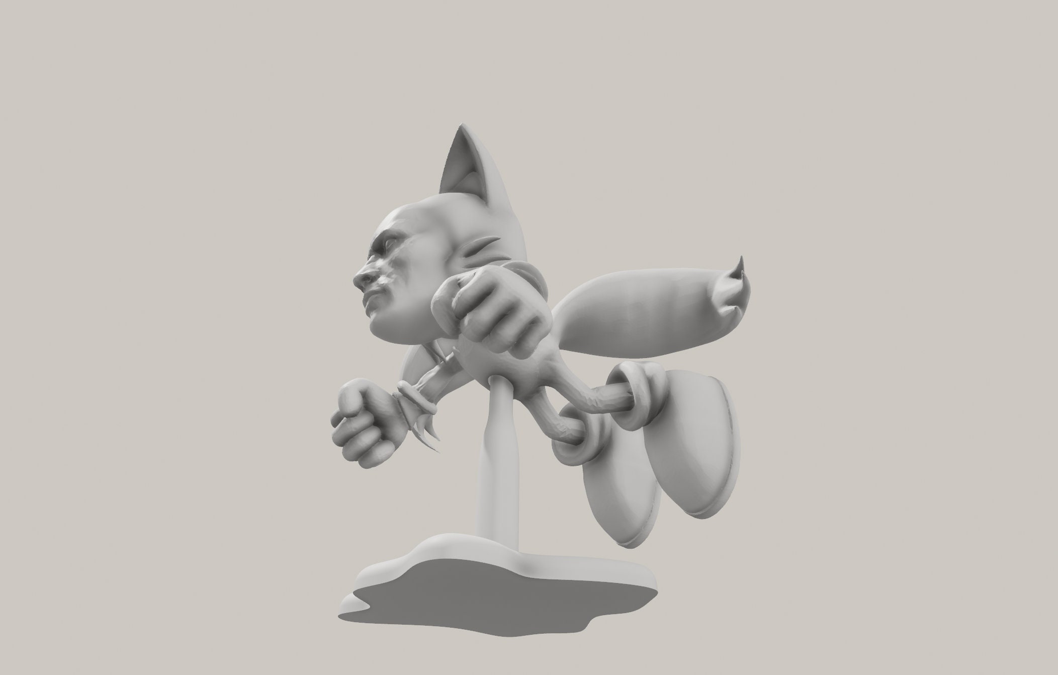 3D Printed the Rock Tails Figure, Sonic Sega Fan Gift, Desk Companion ...
