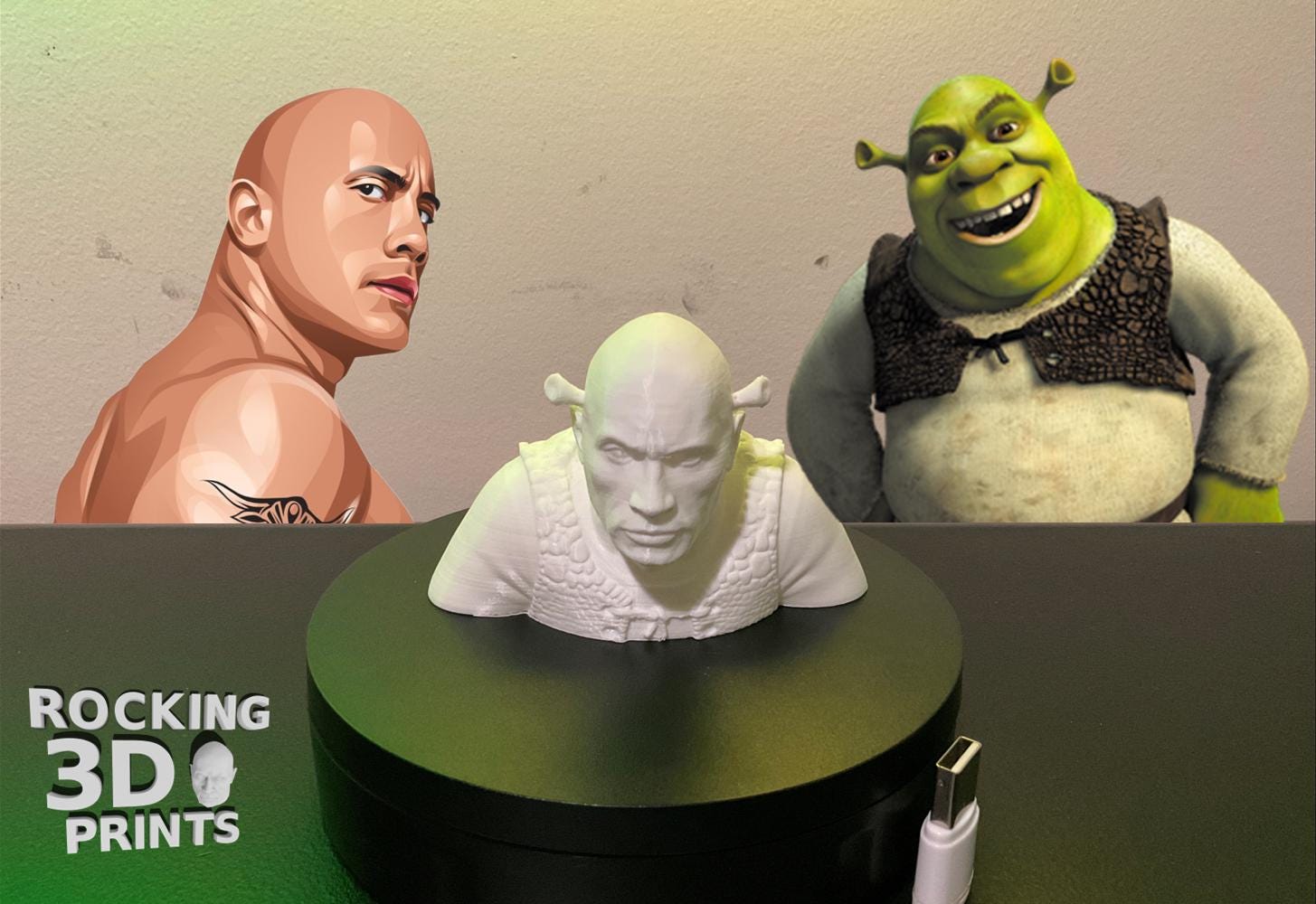 The Rock Shrek 3D Printed Figure Statue, Fairy Tale, Donkey, Dwayne ...