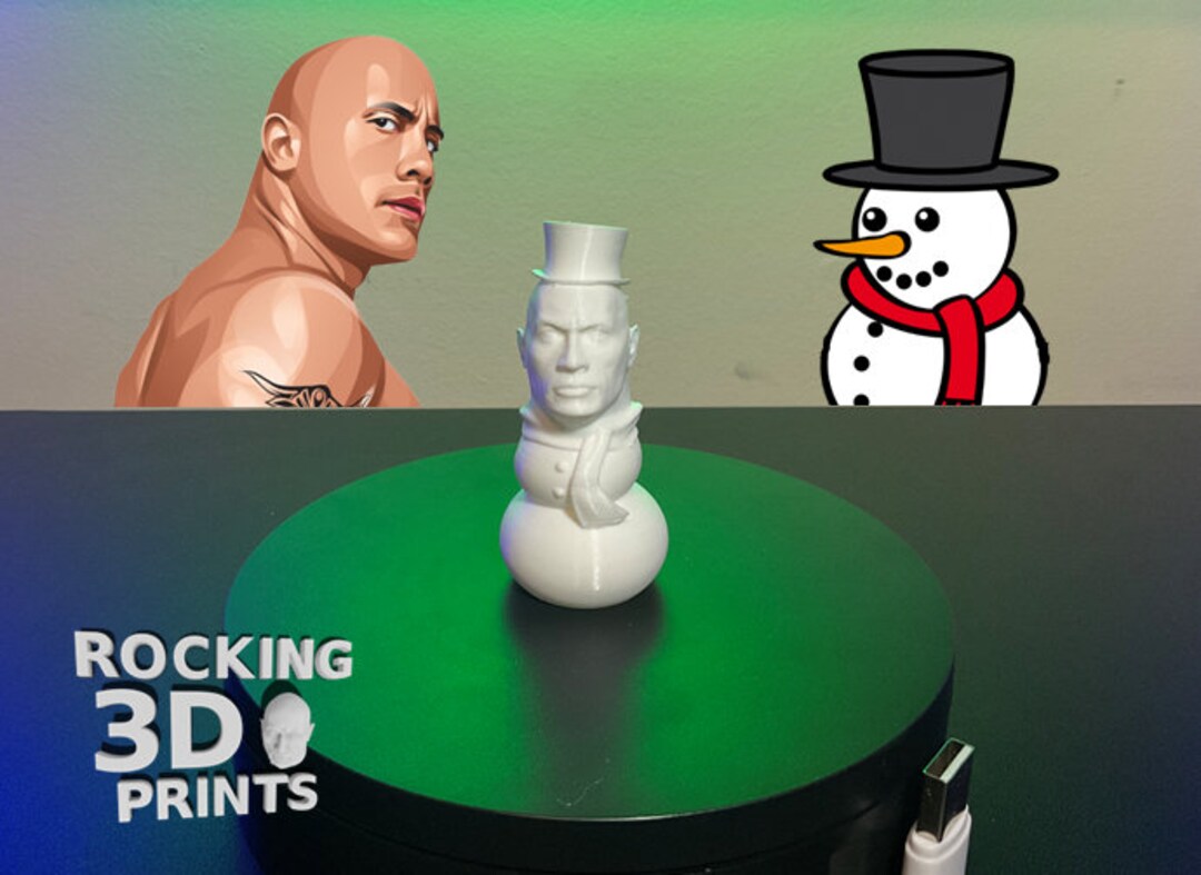 The Rock Snowman 3D Printed Figure Statue Christmas Gift, Dwayne ...