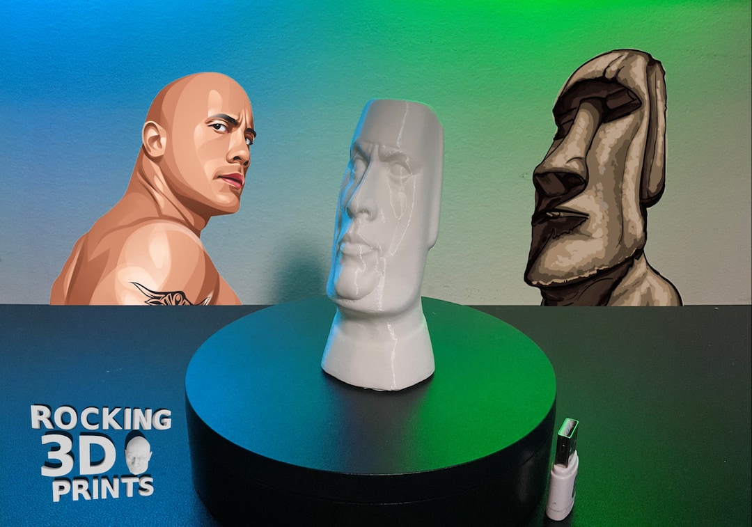 Easter Island Rock Head 3D Printed Figure Statue, Dwayne Johnson ...