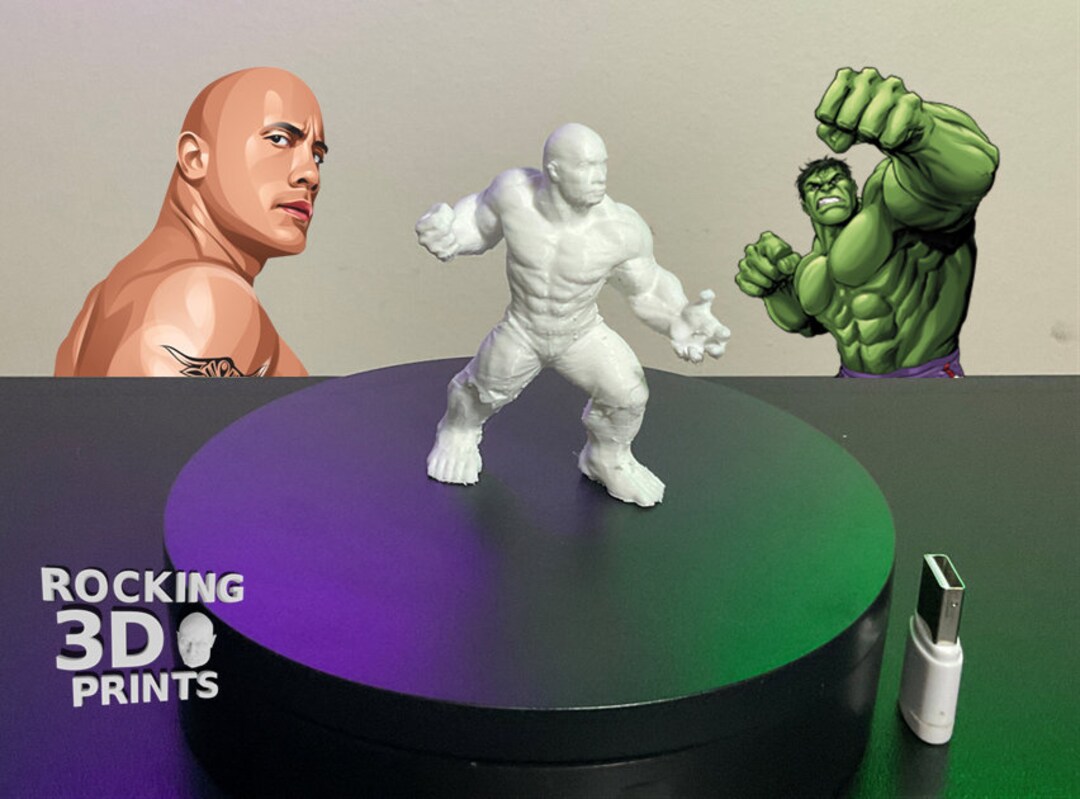 The Rock Hulk 3D Printed Figure Statue, Disney Marvel Gift, Dwayne ...