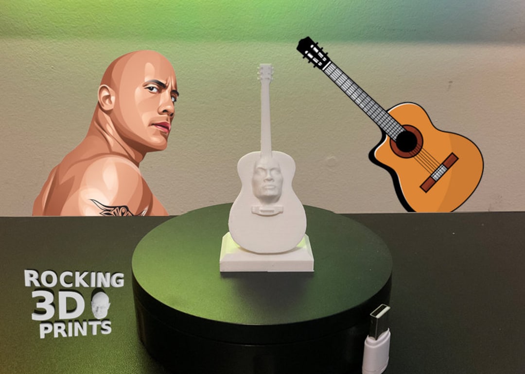 The Rock Guitar 3D Printed Instrument Statue Acoustic Music, Band ...