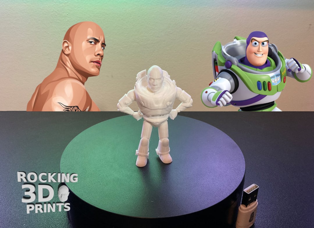 The Rock Buzz Lightyear 3D Printed Figure Statue Toy Story, Dwayne Johnson, Detailed, Prank ...