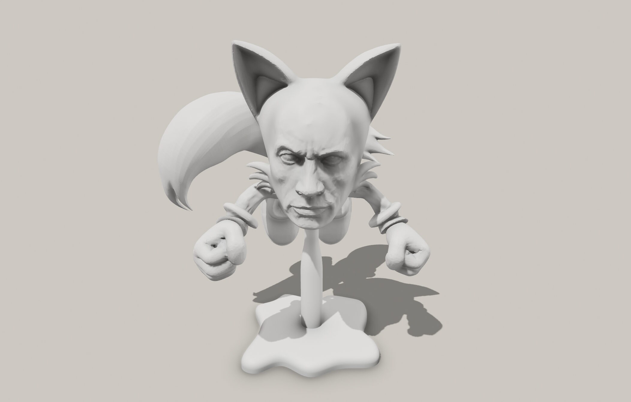 3D Printed the Rock Tails Figure, Sonic Sega Fan Gift, Desk Companion ...