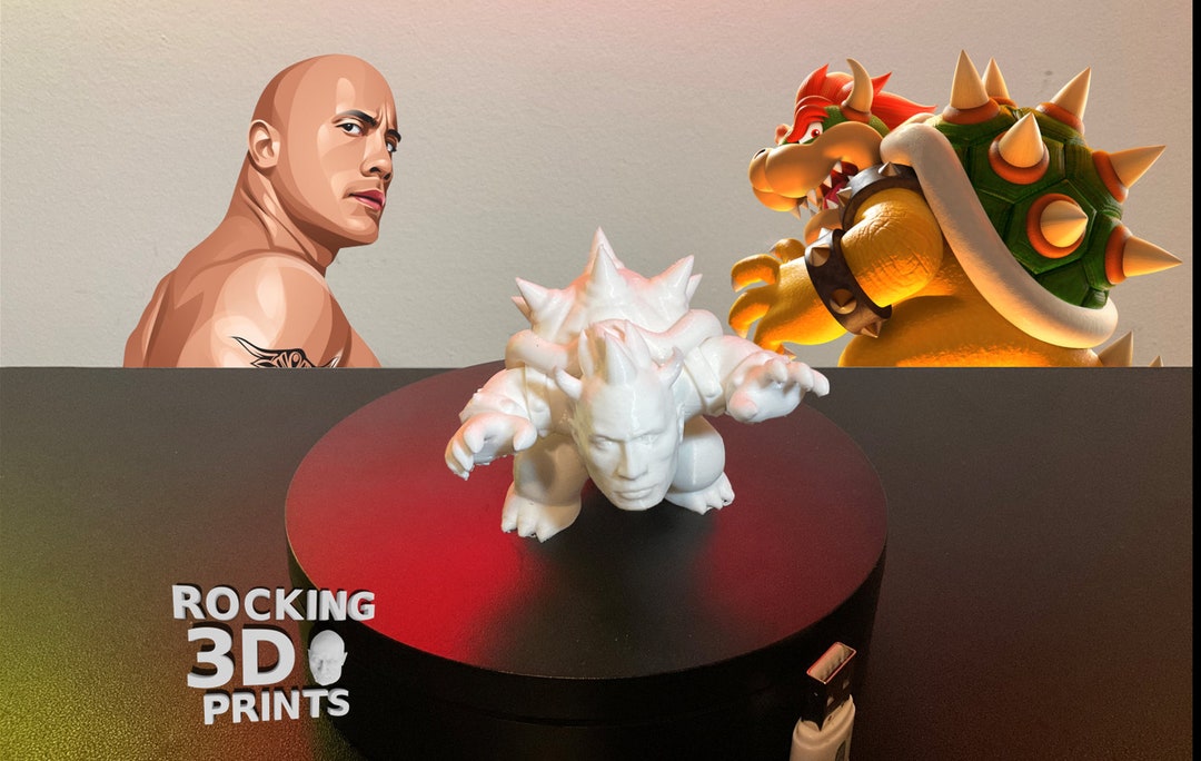The Rock Bowser 3D Printed Figure Statue, Mario Bros, Nintendo, Dwayne ...
