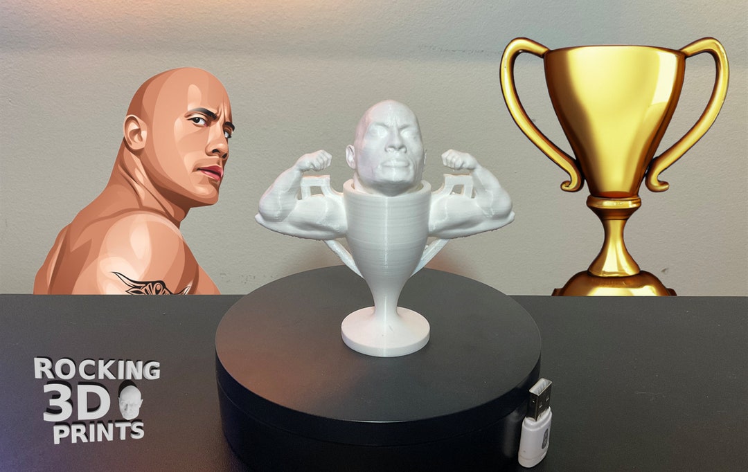 The Rock Trophy 3D Printed Figure Statue, Dwayne Johnson, Lucky Gift ...