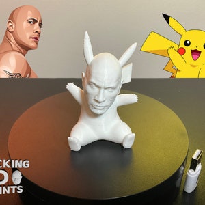 The Rock Pikachu 3D Printed Figure Statue Pokemon Gift, Dwayne Johnson ...