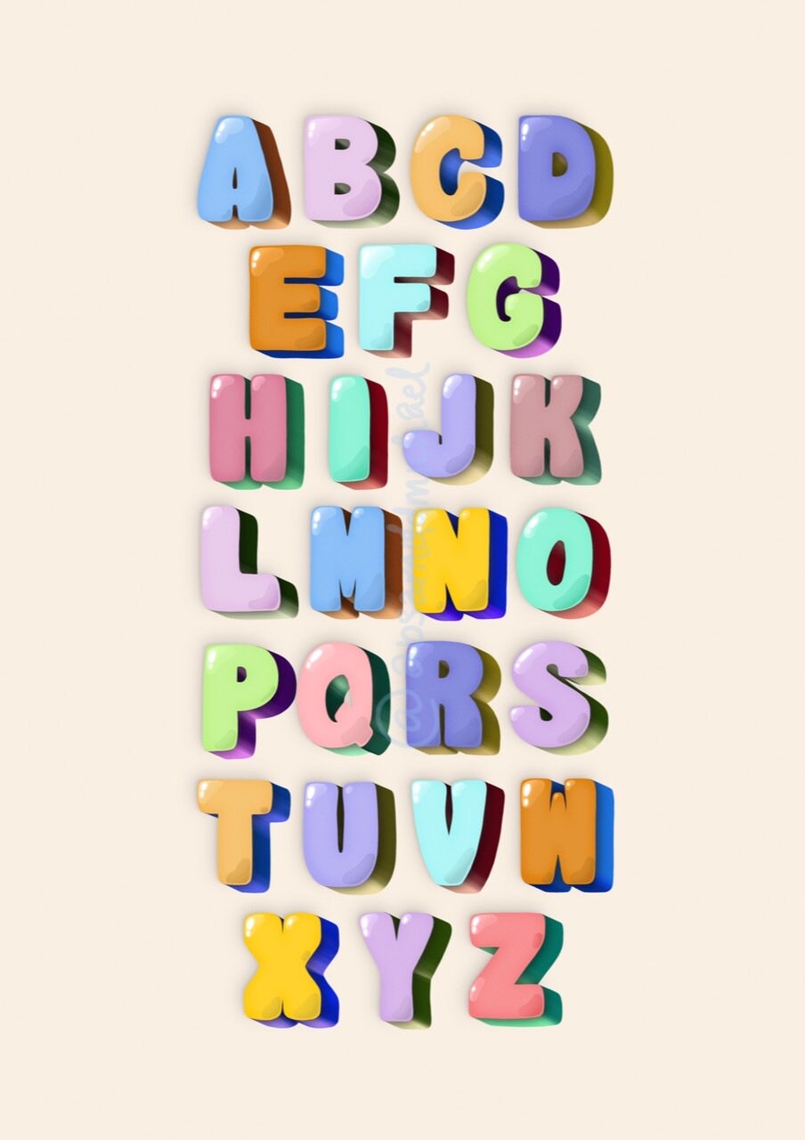 Pastel Rainbow Alphabet Chart *digital Download Only* - Etsy