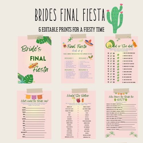Final Fiesta Bachelorette Game Bundle Bachelorette Party Game - Etsy