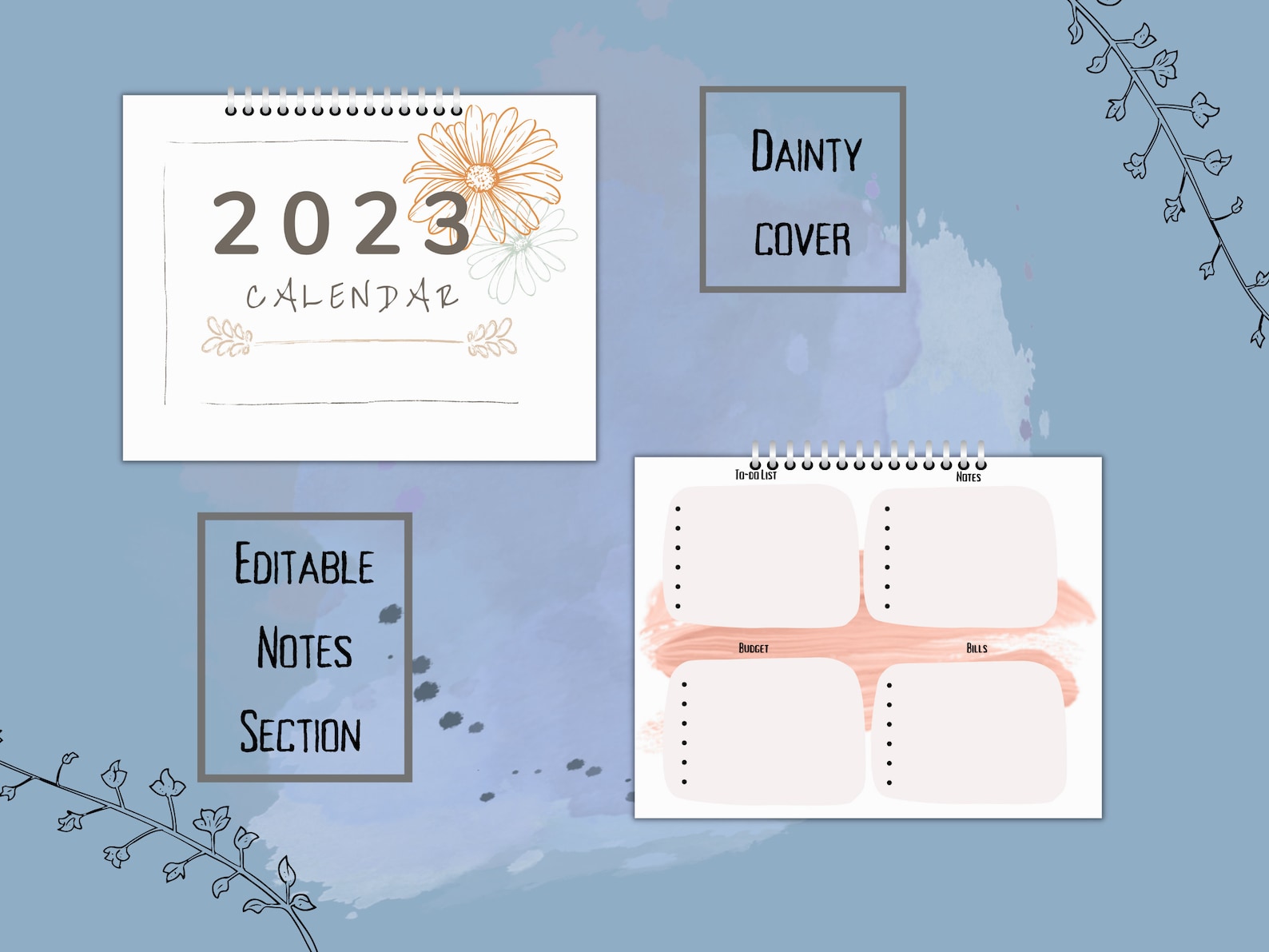 2023 Calendar 11x8.5 Printable Editable Digital Calendar - Etsy