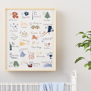 Swiftie Abcs, Alphabet Nursery Print, Taylor Swift Themed Nursery Wall ...