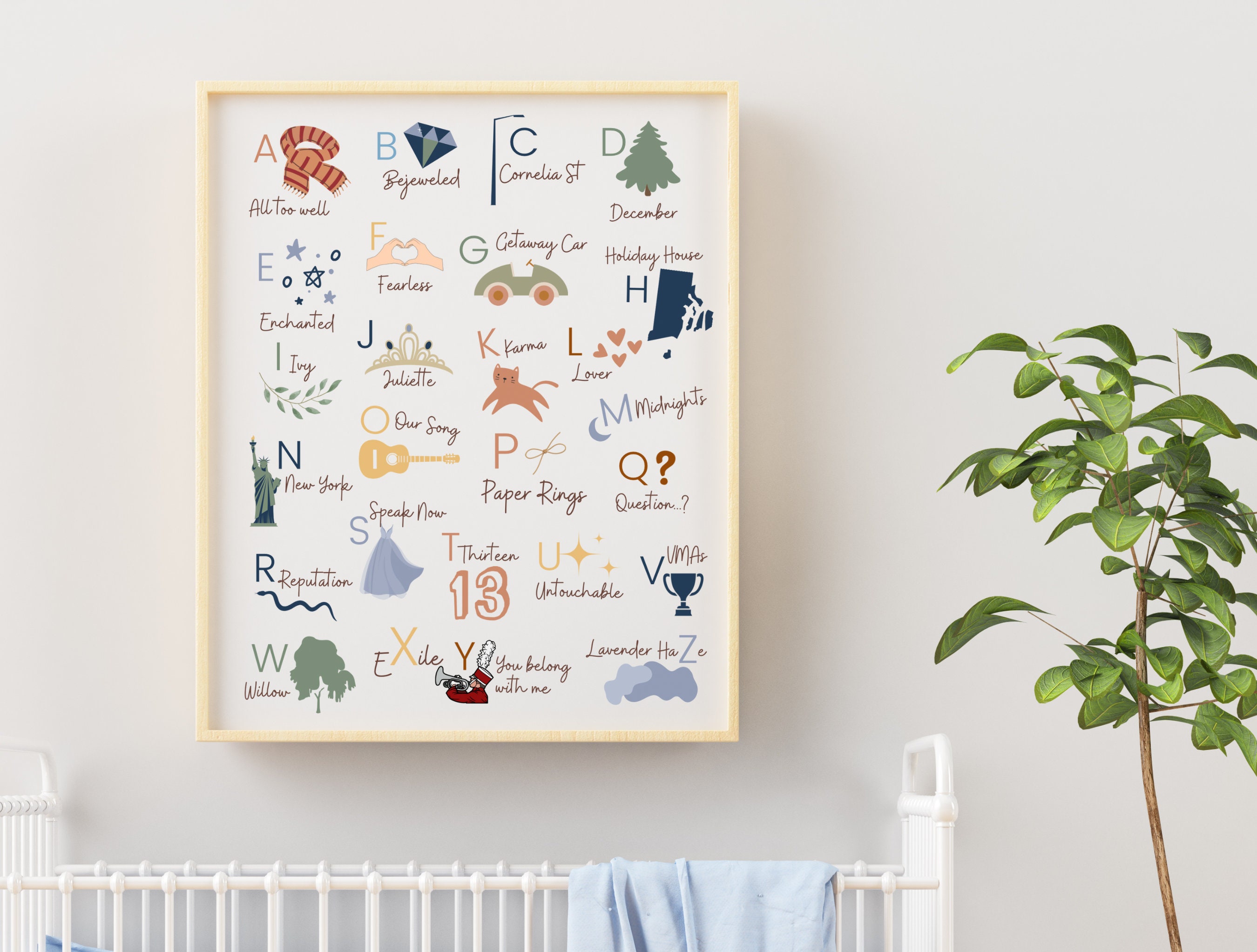 Swiftie Abcs, Alphabet Nursery Print, Taylor Swift Themed Nursery Wall ...