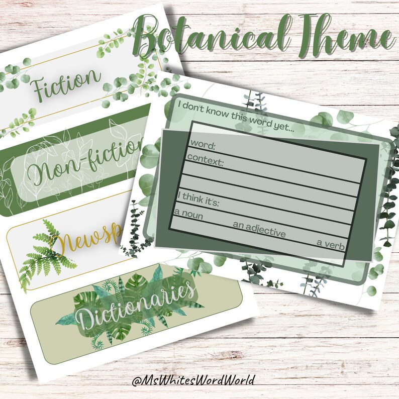 Botanical Themed Book Corner Labels and Vocabulary Resource - Etsy