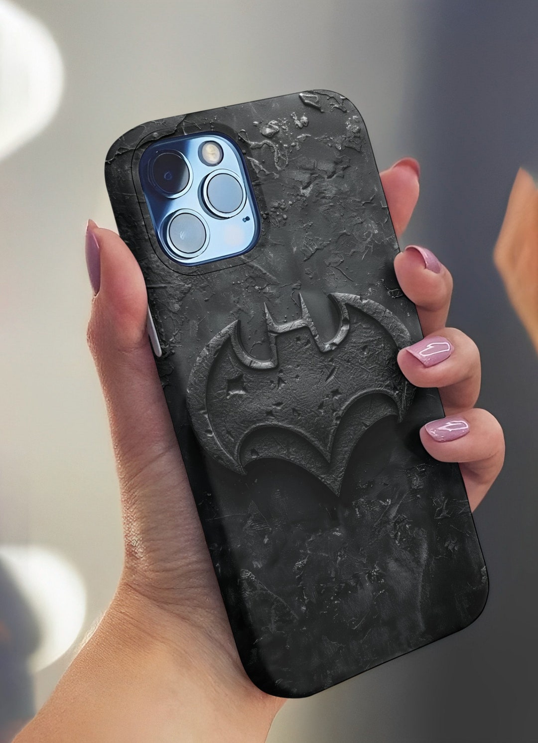 Stone Batman Logo Art Print High Contrast Cinematic Lighting Detailed ...