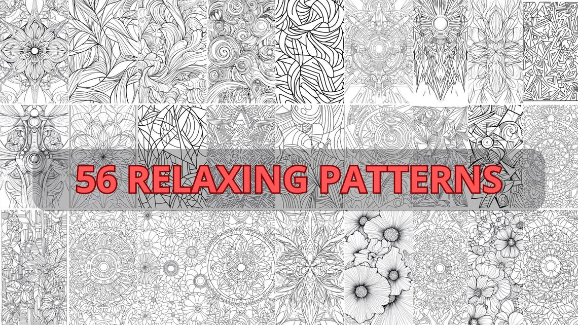 55 Relaxing Patterns Coloring Pages for All Ages Digital and Printable ...