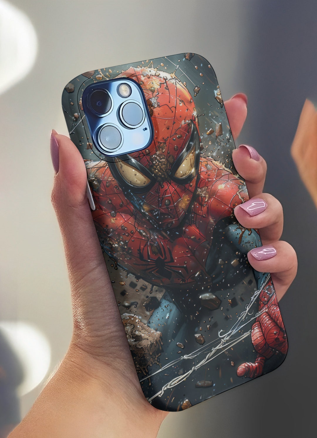 Hyper Realistic Spider-man Smashing Wall Phone Case, Cinematic Comic ...