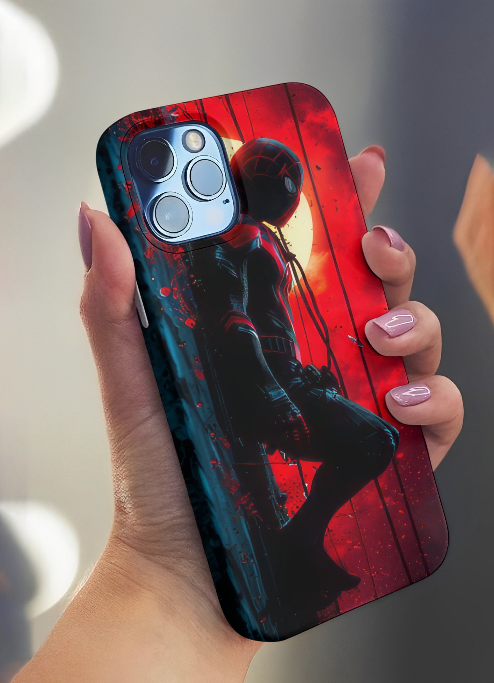 Spider-man: Into the Spider-verse Phone Case, Comic Style With Red Moon ...