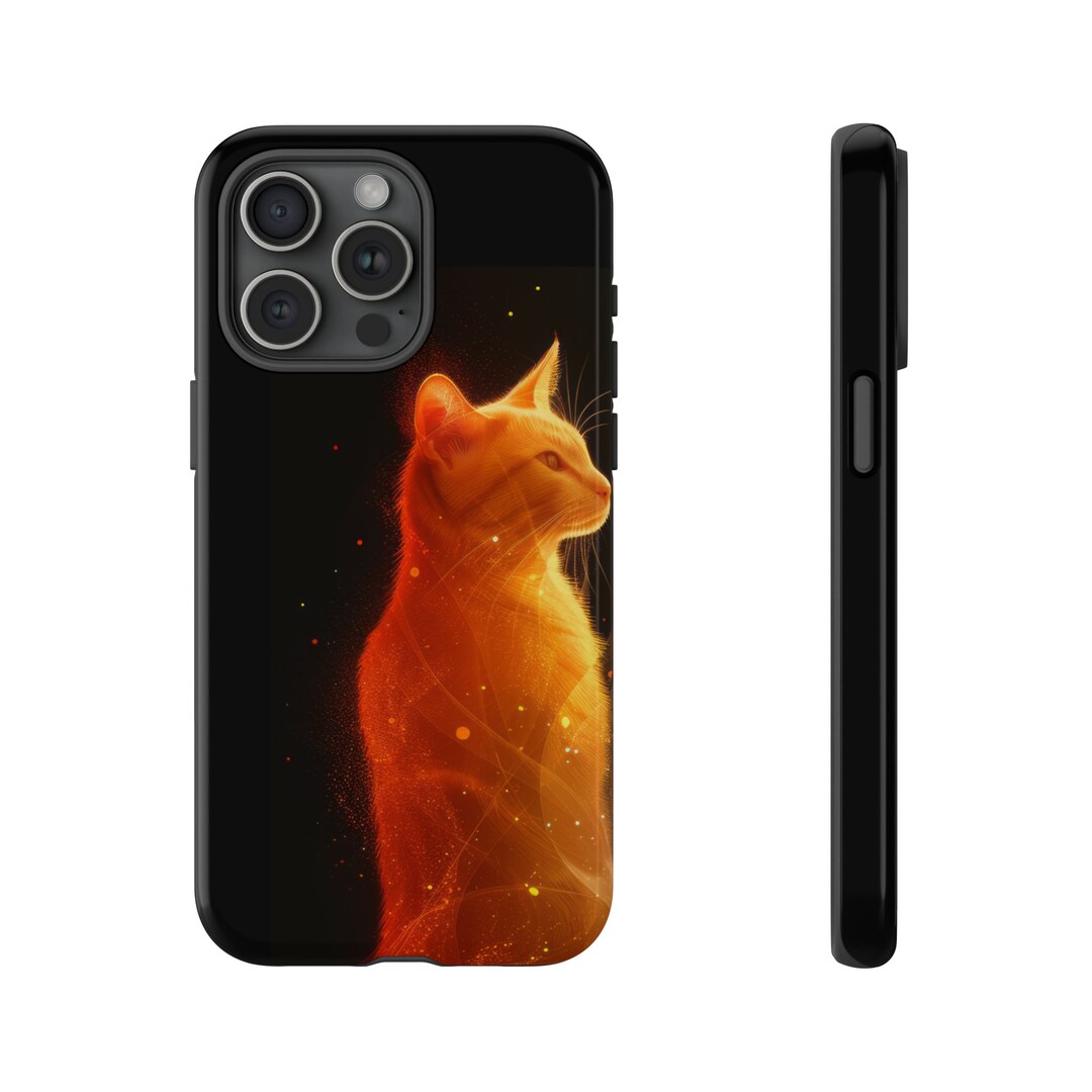 Backlit Cat Silhouette Phone Case Illuminated Feline Elegance Ideal ...