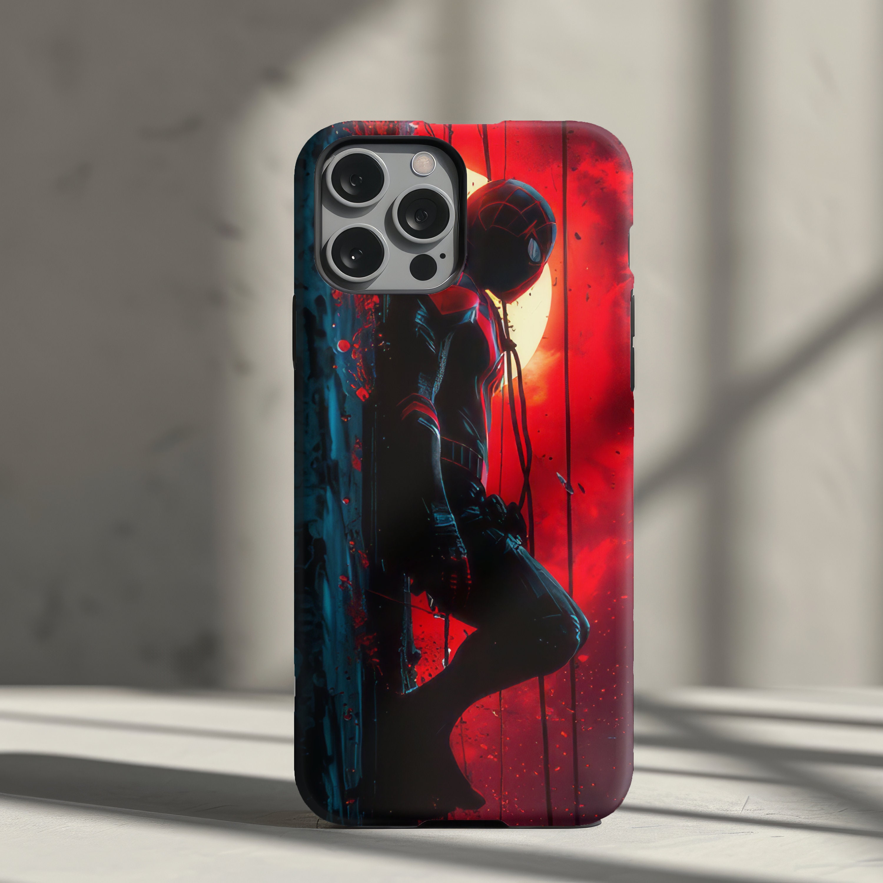 Spider-man: Into the Spider-verse Phone Case, Comic Style With Red Moon ...