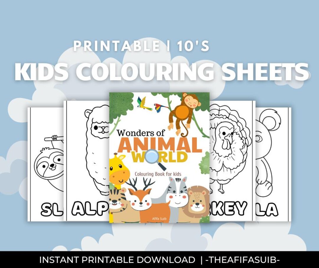 WONDERS of ANIMAL WORLD Colouring Sheets for Kids Spelling Alphabet ...