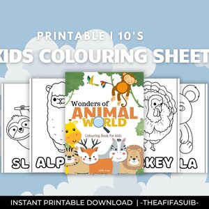 WONDERS of ANIMAL WORLD Colouring Sheets for Kids Spelling Alphabet ...