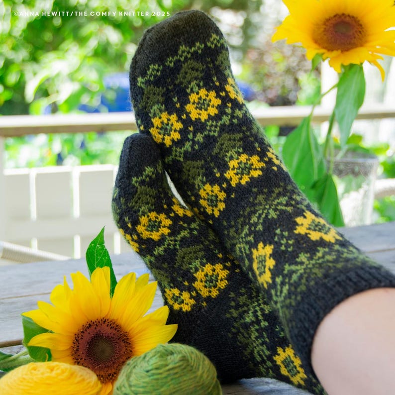 Happy Sunflower Socks PDF Knitting Pattern - Etsy