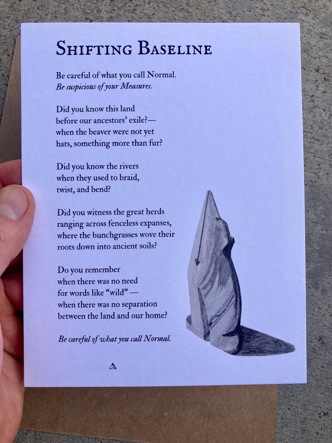 Large Poem Postcard - "shifting Baseline" Poetry Broadside 5.5" X 7 ...