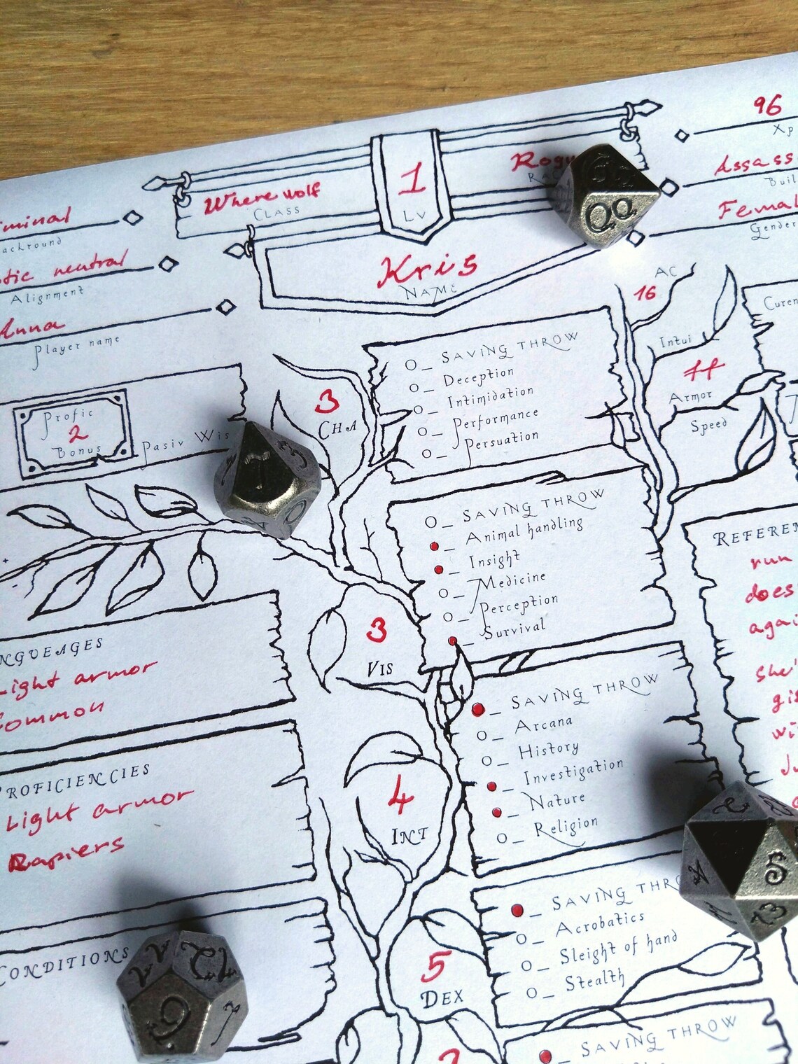 Dnd 5E Character Sheet Simple Design - Etsy
