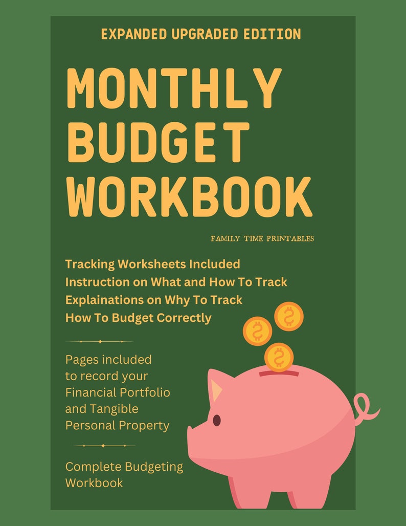 Monthly Budget Workbook, Printable Budget Planner Templates 54 Pages ...