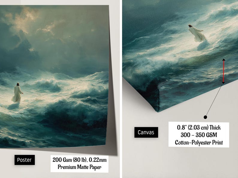 Jesus Walking on Water Wall Art Christian Canvas Print Bible Story Art ...