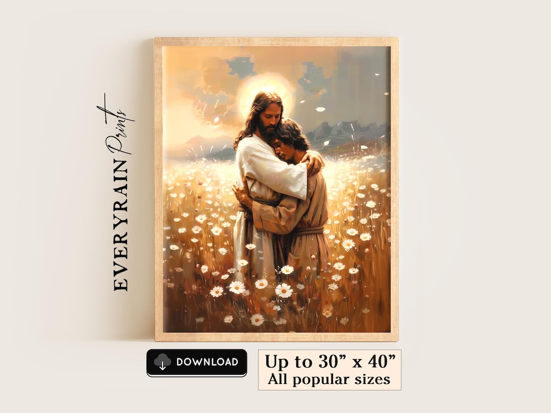 Jesus Embracing Young Man Printable Wall Art Christian Wall Art ...