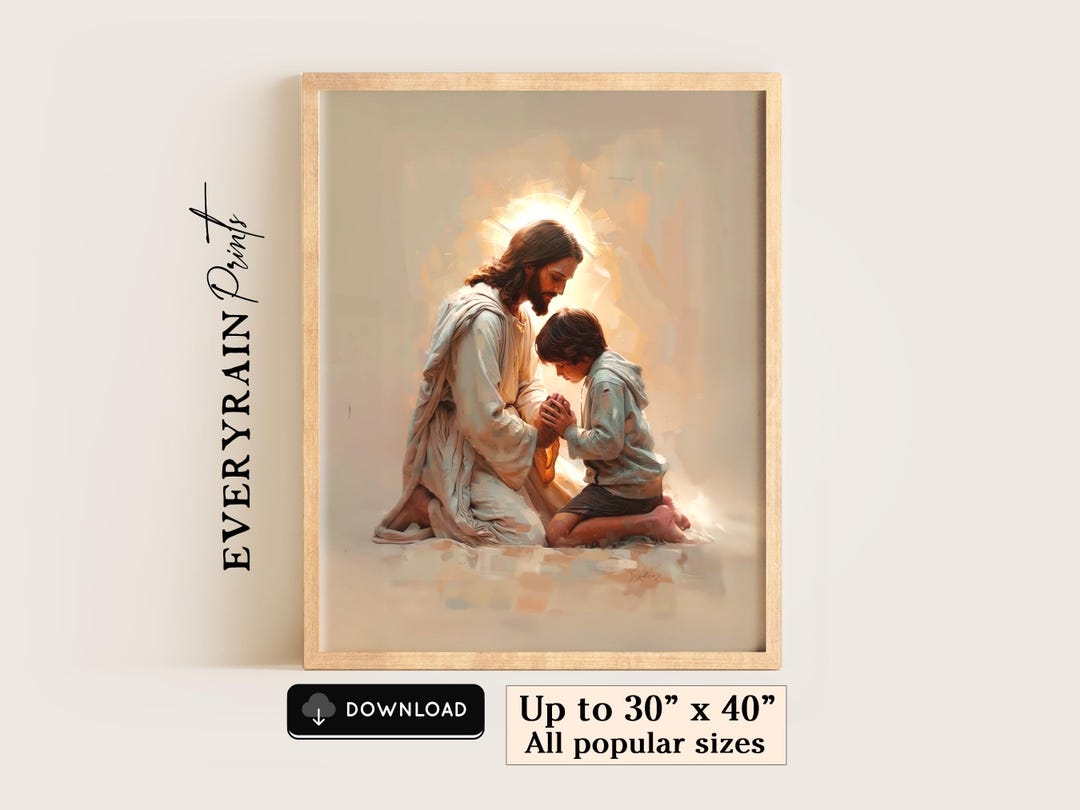 Jesus Praying With Boy Printable Art Christian Wall Art Bible Story Art ...