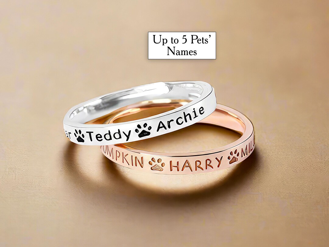 Pet Ring Personalized Pet Memorial Ring Pet Name Ring Paw Print Ring ...