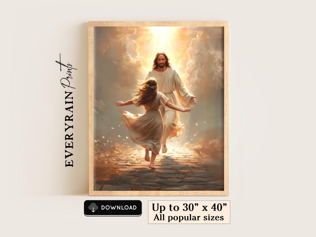 Jesus Running Teen Girl Printable Art Christian Wall Art Bible Story ...