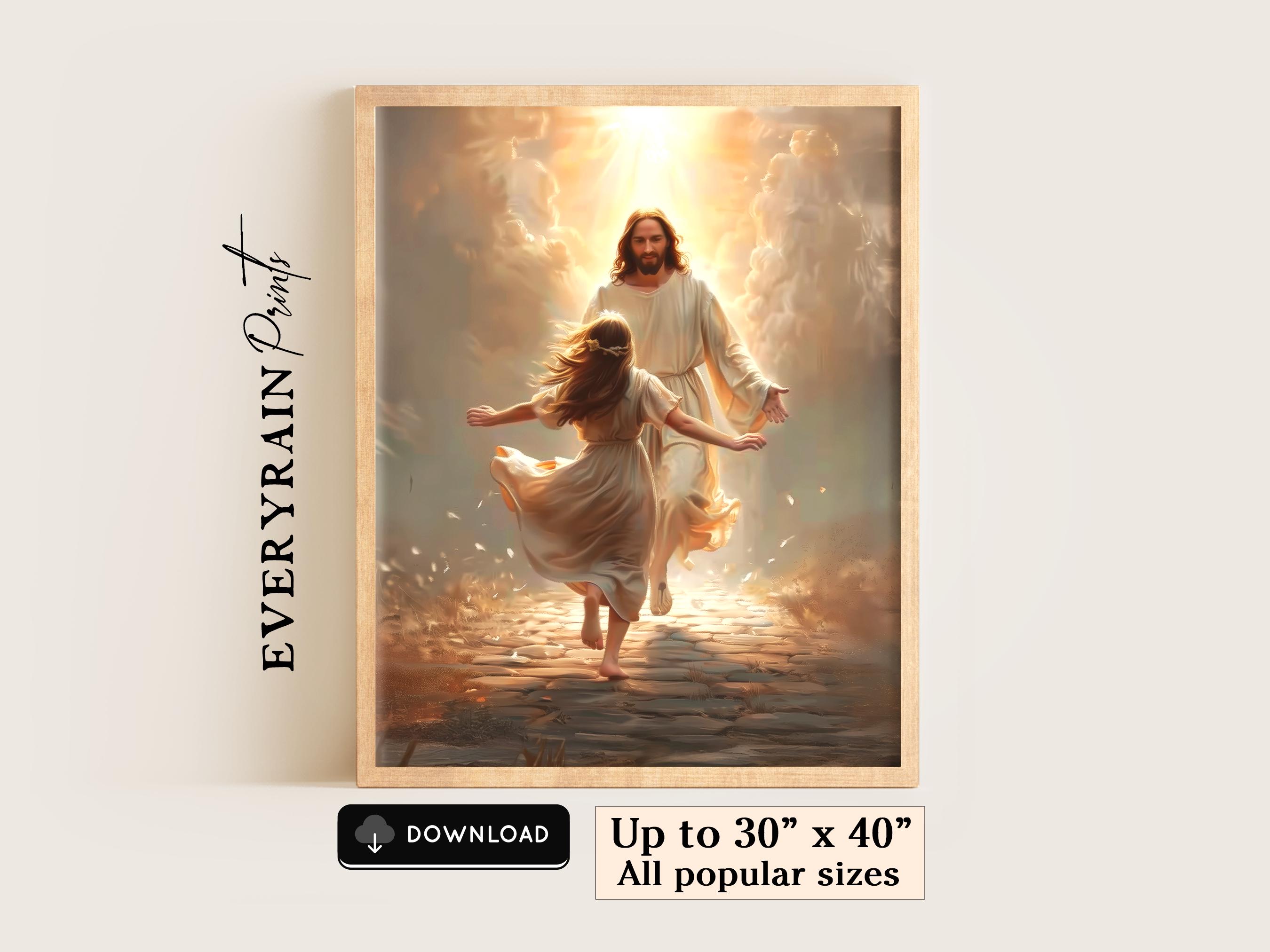 Jesus Running Teen Girl Printable Art Christian Wall Art Bible Story ...