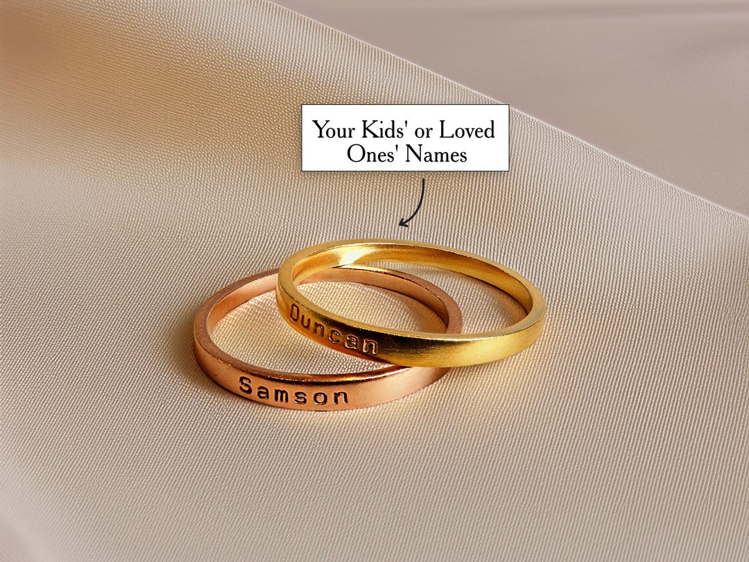 Dainty Ring, Stackable Rings Set, Name Ring Stack, Mom Ring Stack ...