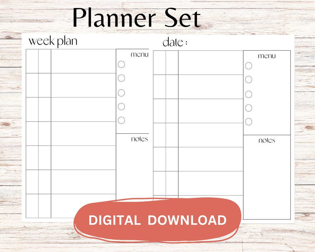 MINIMALIST Week & Day Printable Planner - Schedule at A Glance - Desk ...