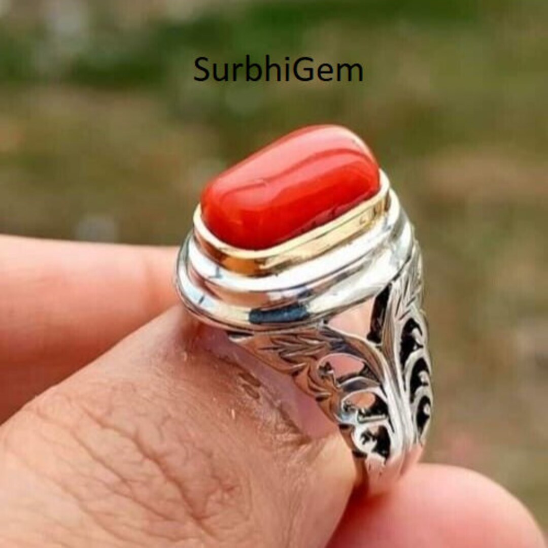 Natural Certified Red Coral/moonga Ring Astrological Gemstone Ring ...