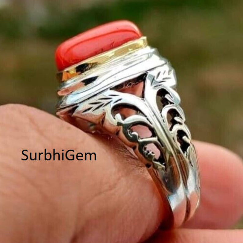 Natural Certified Red Coral/moonga Ring Astrological Gemstone Ring ...